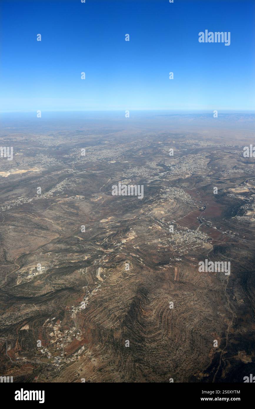 Aerial view of the mountains and villages in Samaria, Palestine Stock ...