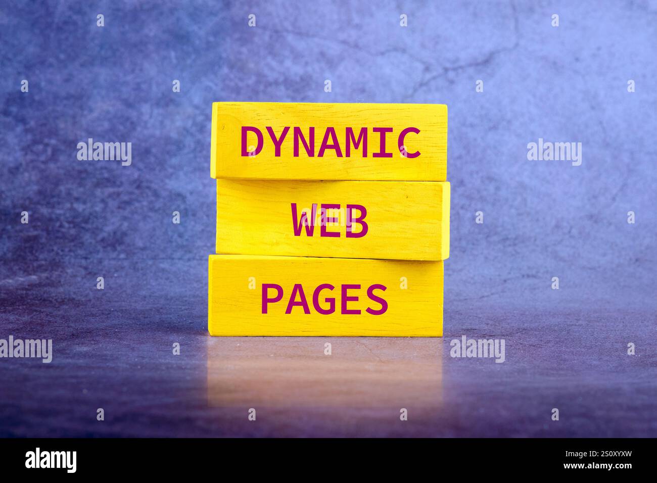 Bright yellow blocks display the phrases dynamic and web pages in a ...