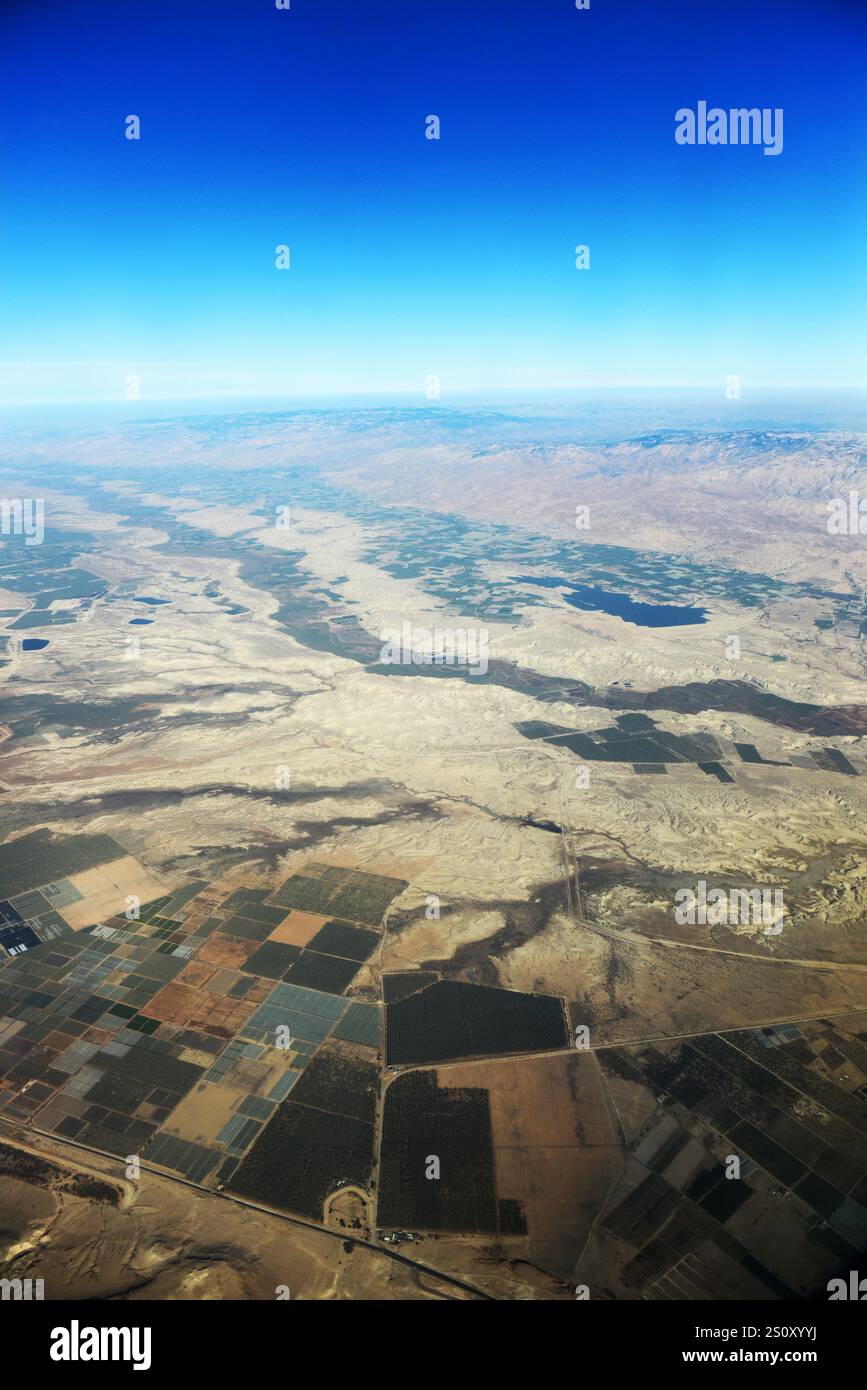 Aerial view of the Jordan Valley / Rift Valley in the Karameh region in ...