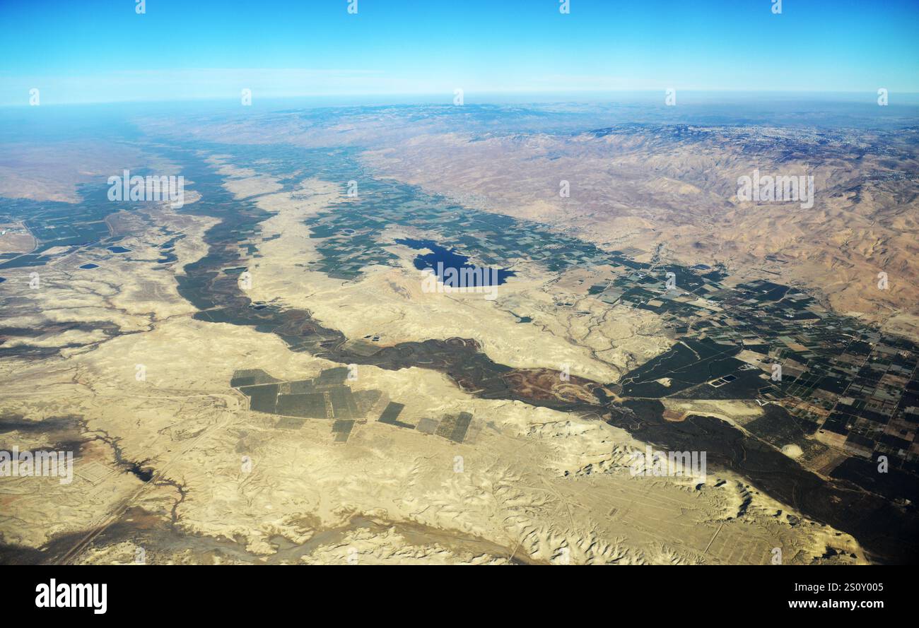 Aerial view of the Jordan Valley / Rift Valley in the Karameh region in ...