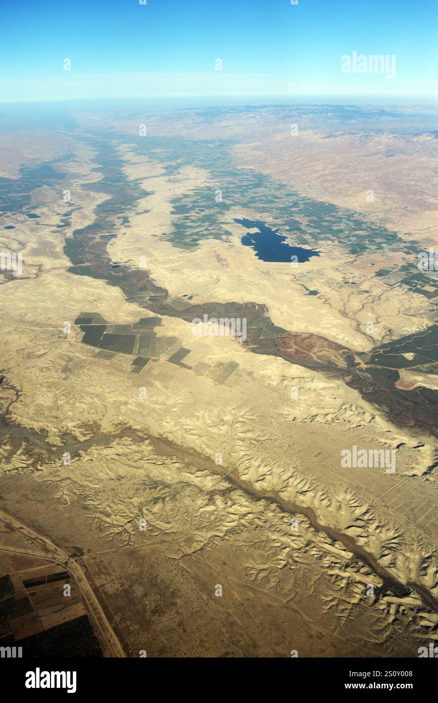 Aerial view of the Jordan Valley / Rift Valley in the Karameh region in ...
