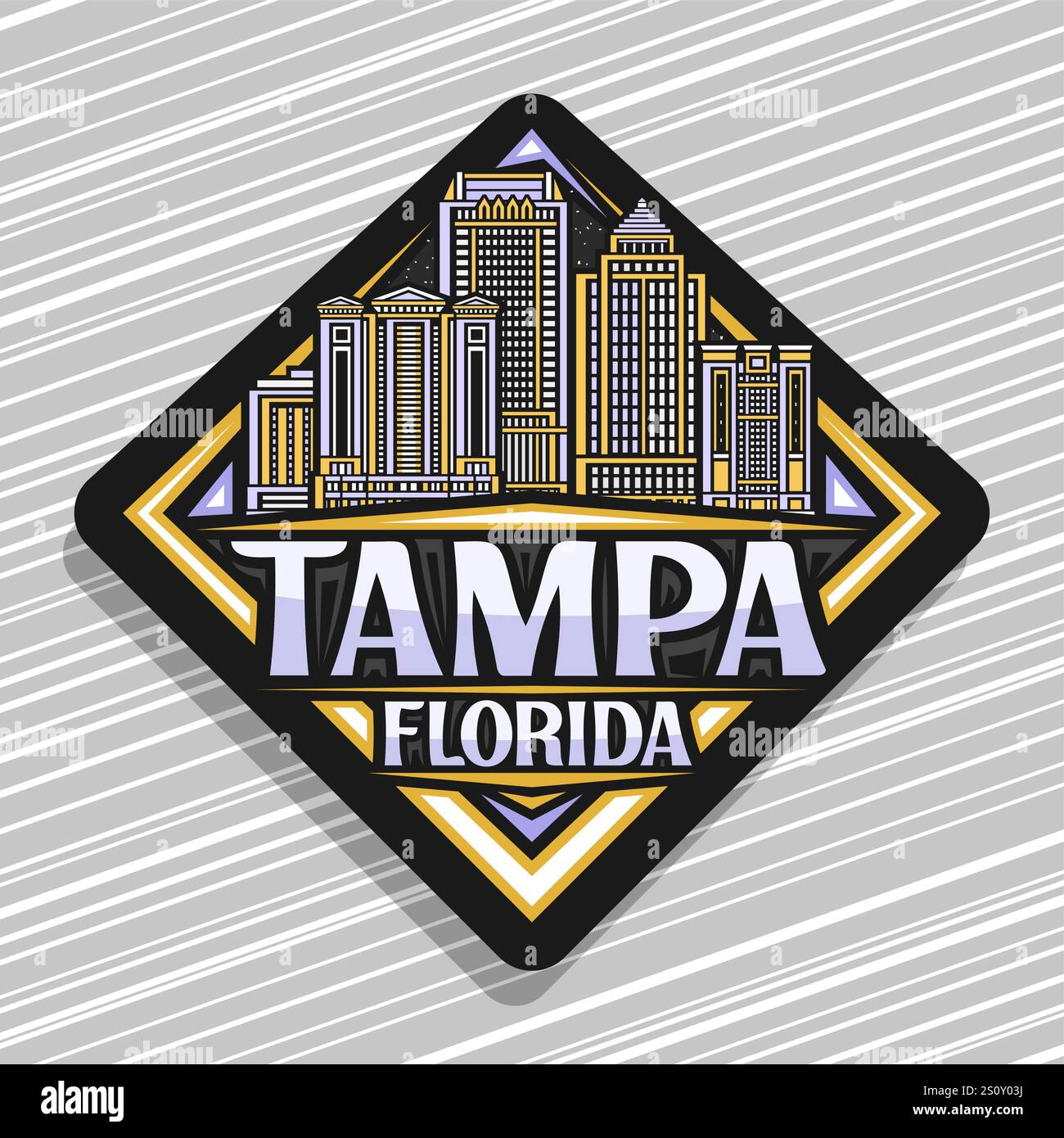 Vector logo for Tampa, black decorative rhombus road sign with simple ...