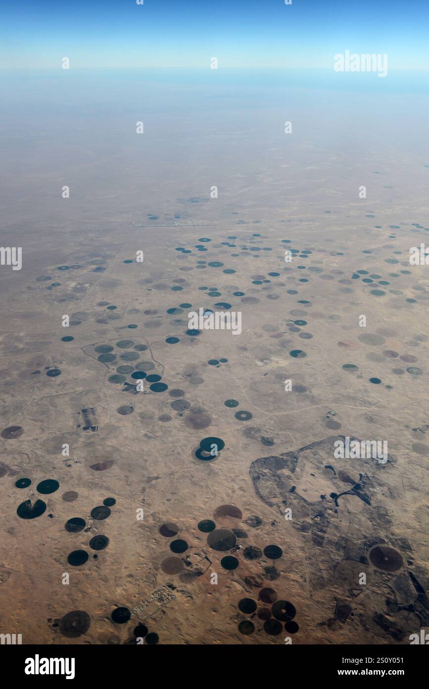 Center-Pivot circular farms in the Qaryat Al Ulya region in the Eastern ...