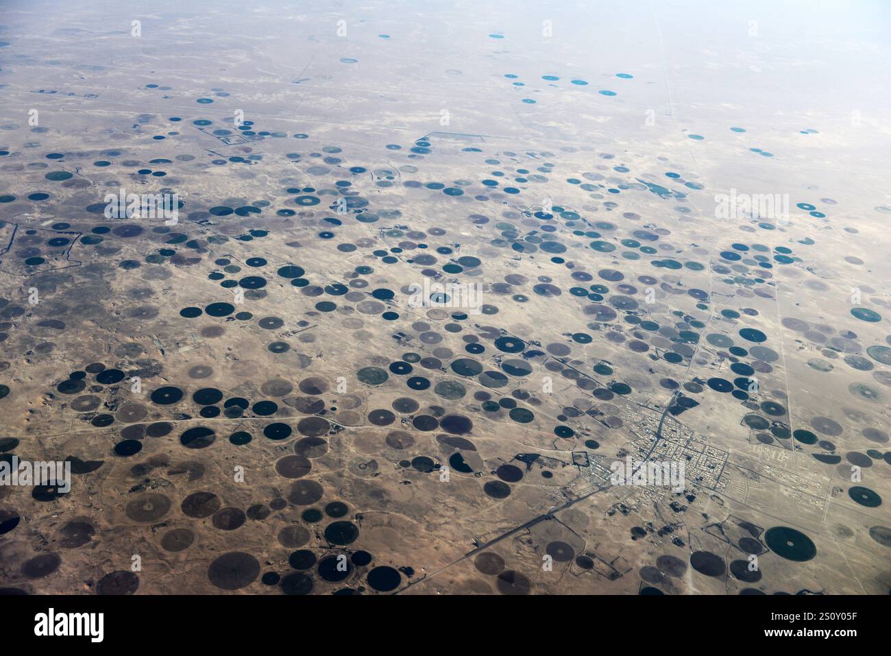 Center-Pivot circular farms in the Qaryat Al Ulya region in the Eastern ...