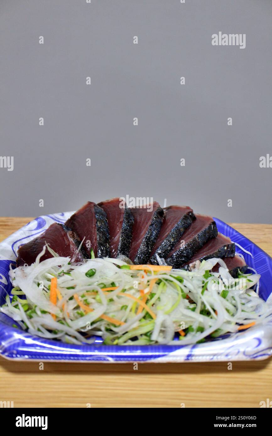 Katsuo tataki (seared bonito sashimi) purchased at a supermarket in ...