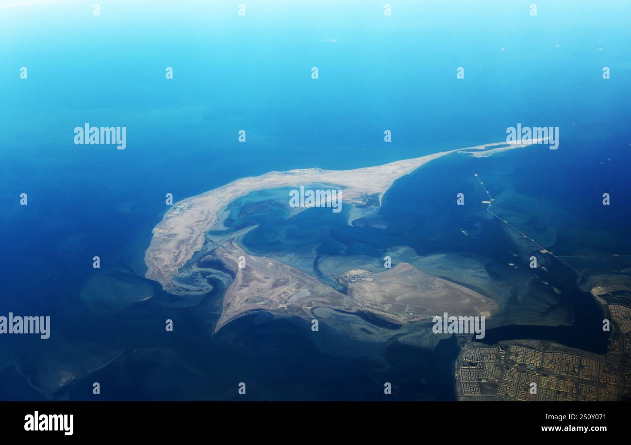 Aerial view of Al Batinah Island and the Jubail Marine area in Saudi ...