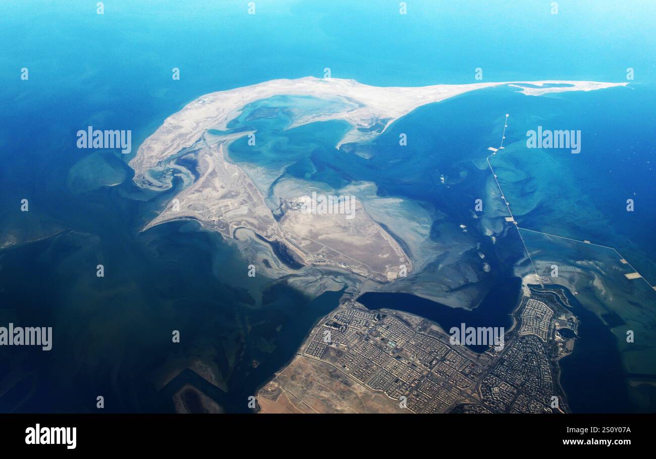 Aerial view of Al Batinah Island and the Jubail Marine area in Saudi ...
