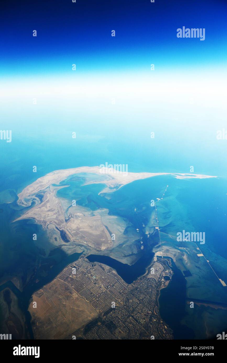 Aerial view of Al Batinah Island and the Jubail Marine area in Saudi ...