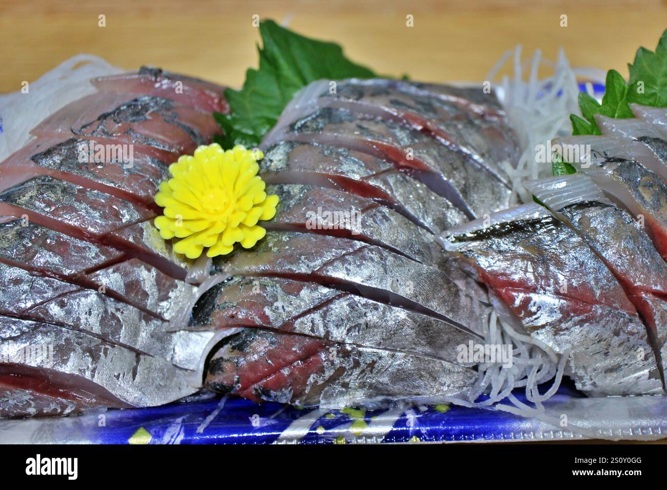 Aji (Japanese jack mackerel) sashimi purchased at a supermarket in ...