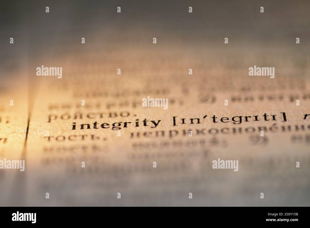 focus on integrity word printed inside vintage dictionary Stock Photo ...