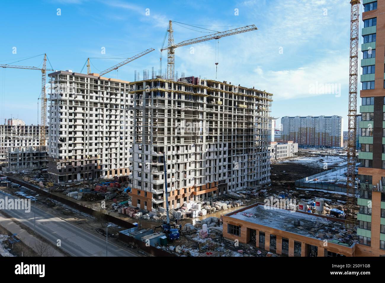 Construction of modern high-rise residential buildings. . High quality ...