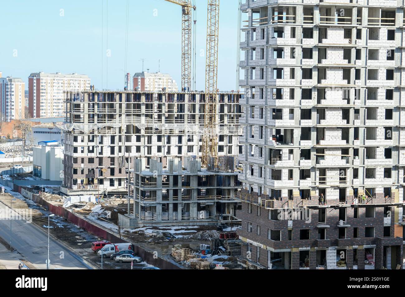 Construction of modern high-rise residential buildings. . High quality ...