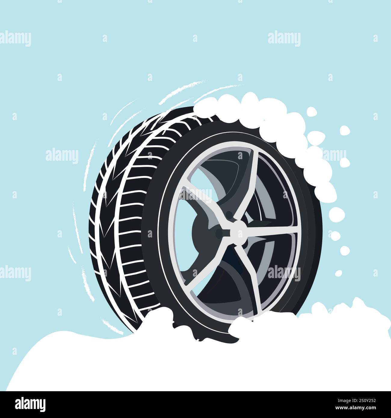 Vector icons of winter wheels with threads. Driving on winter off-road ...