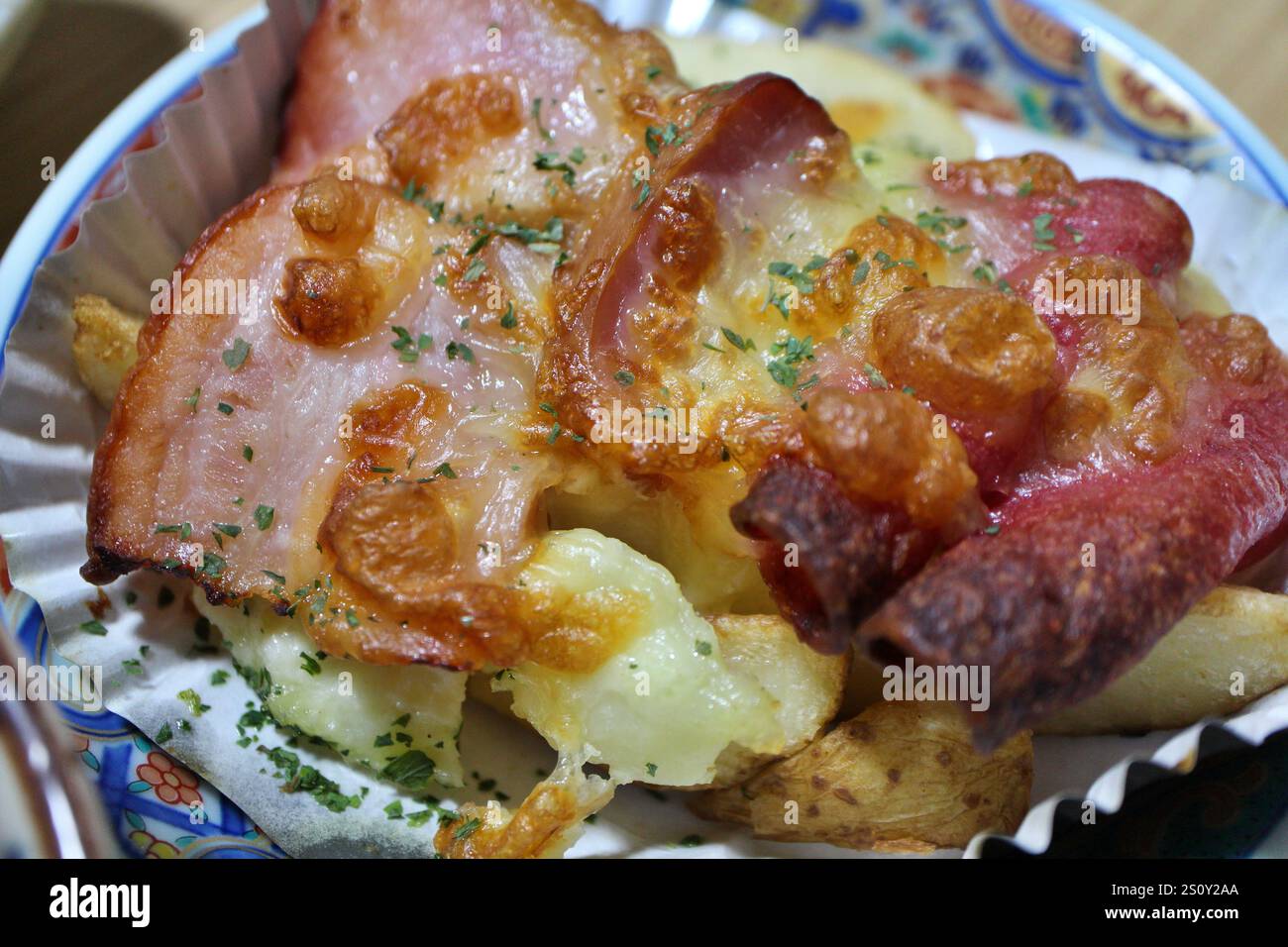 Grilled bacon and mozzarella purchased at a supermarket in Tokyo, Japan ...