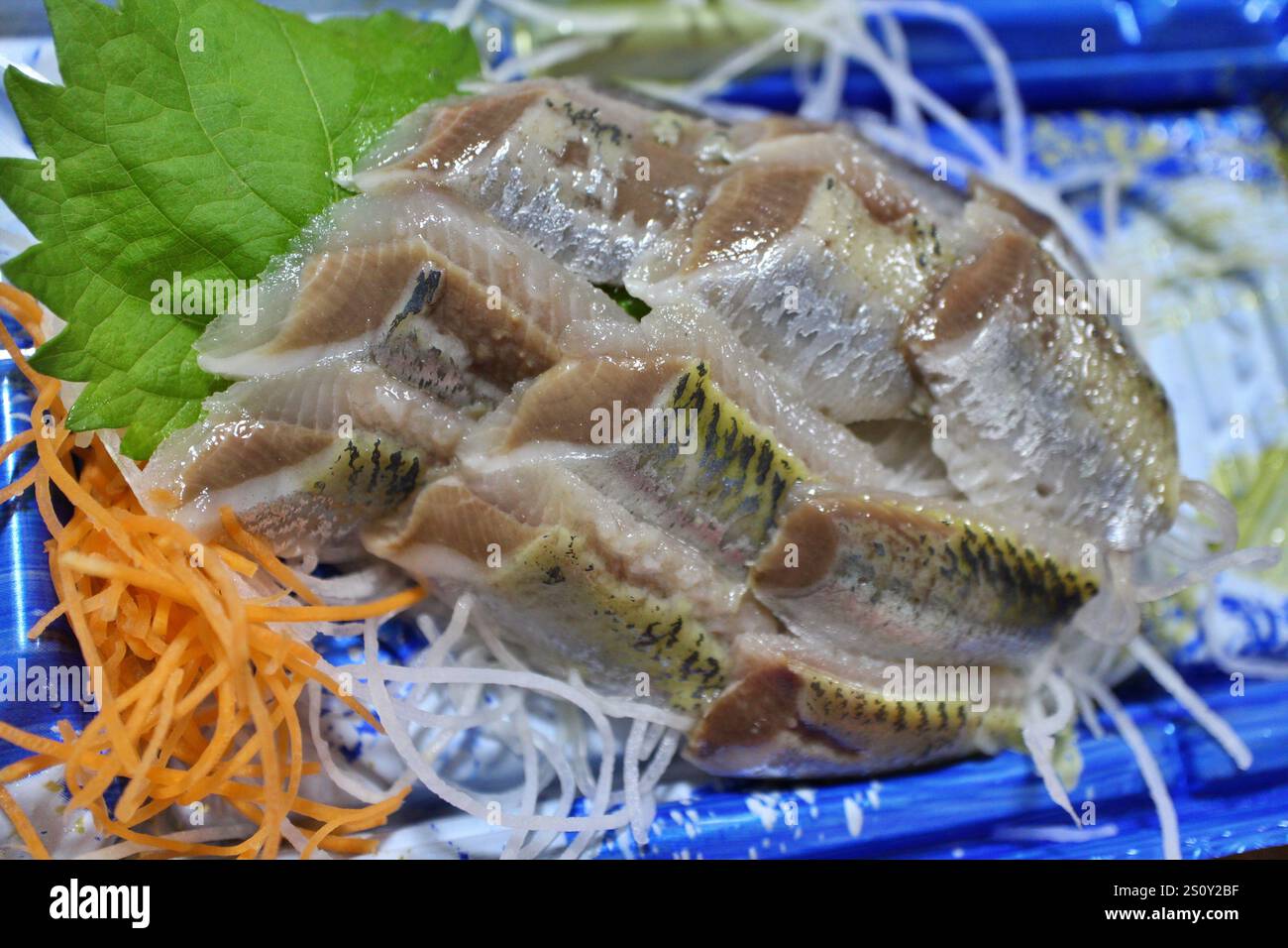 Maiwashi (sardine) sashimi purchased at a supermarket in Tokyo, Japan ...