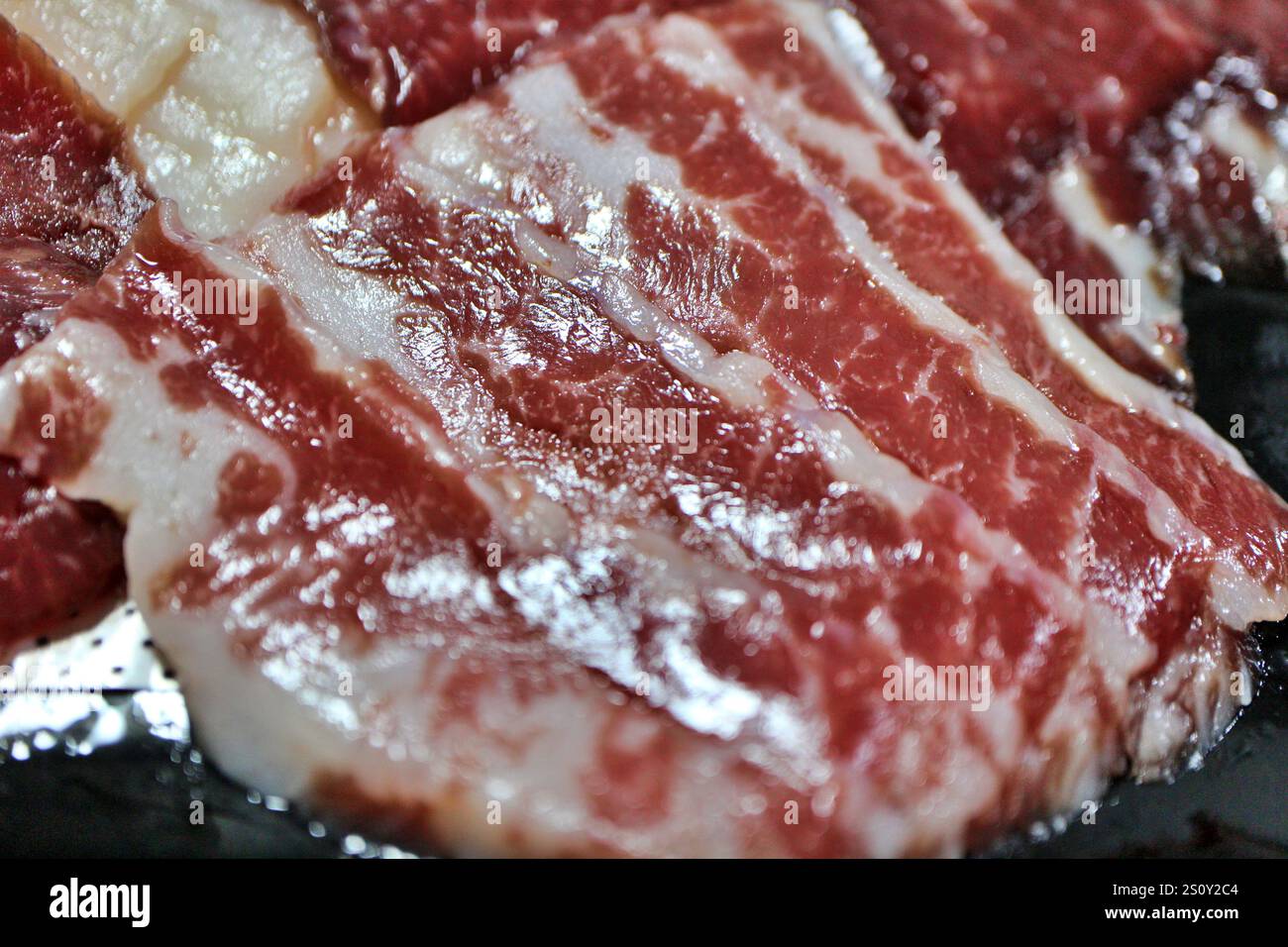 Basashi (horse meat sashimi) purchased at a supermarket in Tokyo, Japan ...