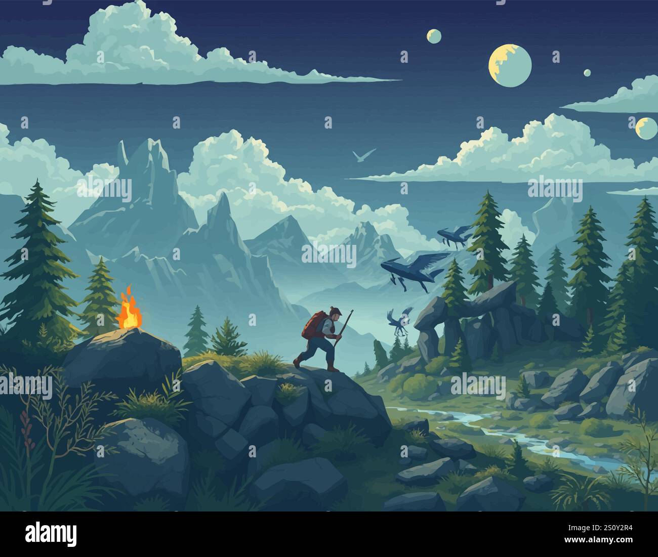 Elements of adventure in graphic style Stock Vector Image & Art - Alamy