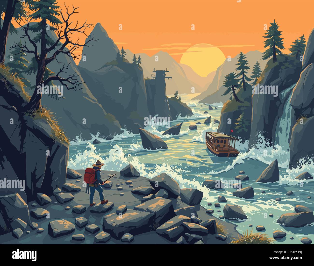 Elements of adventure in graphic style Stock Vector Image & Art - Alamy
