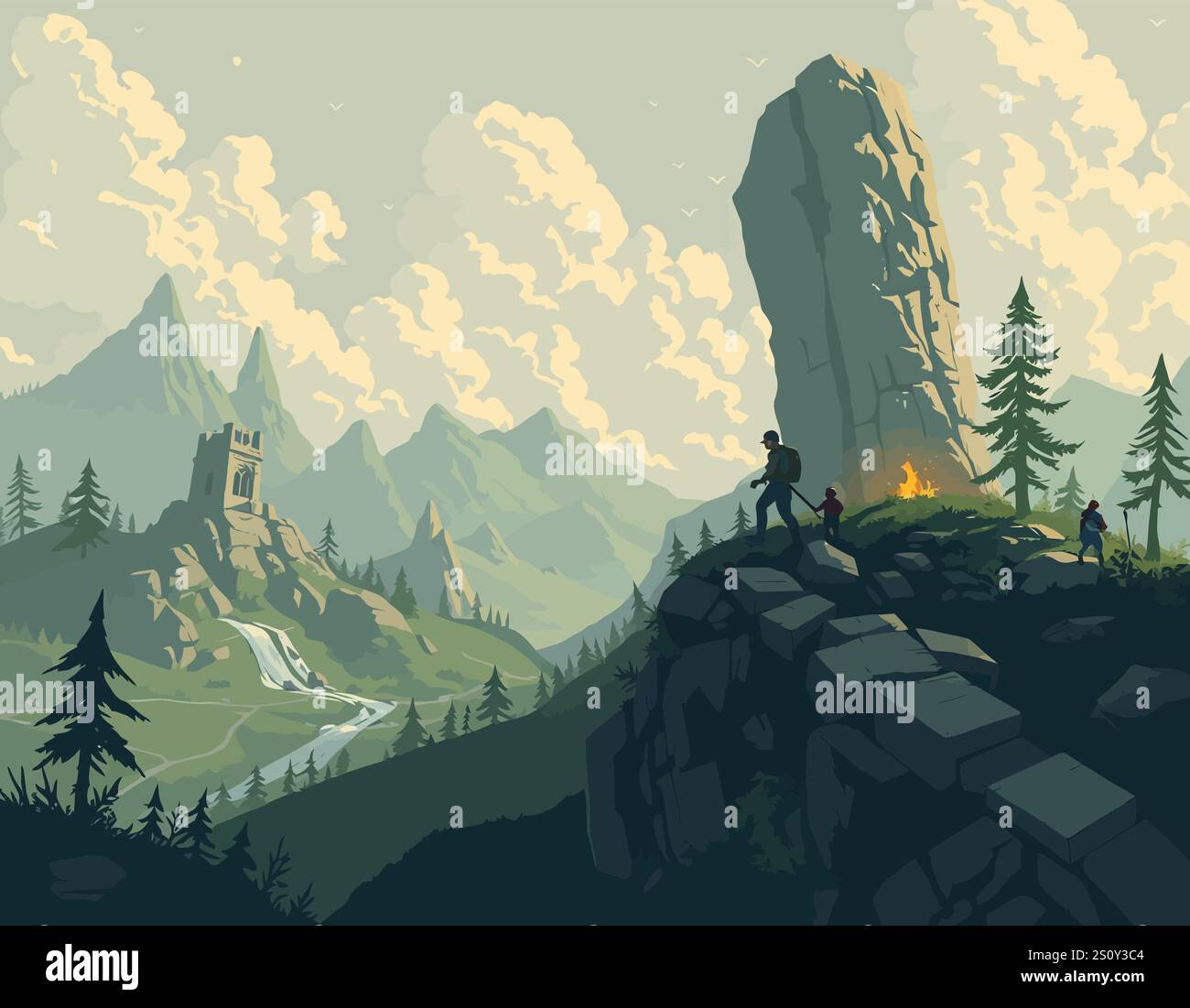 Trail in mountain Stock Vector Images - Alamy