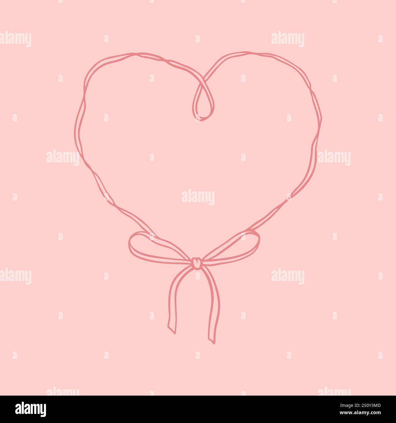 Cute aesthetic boho heart ribbon frame with tied bows. French style ...