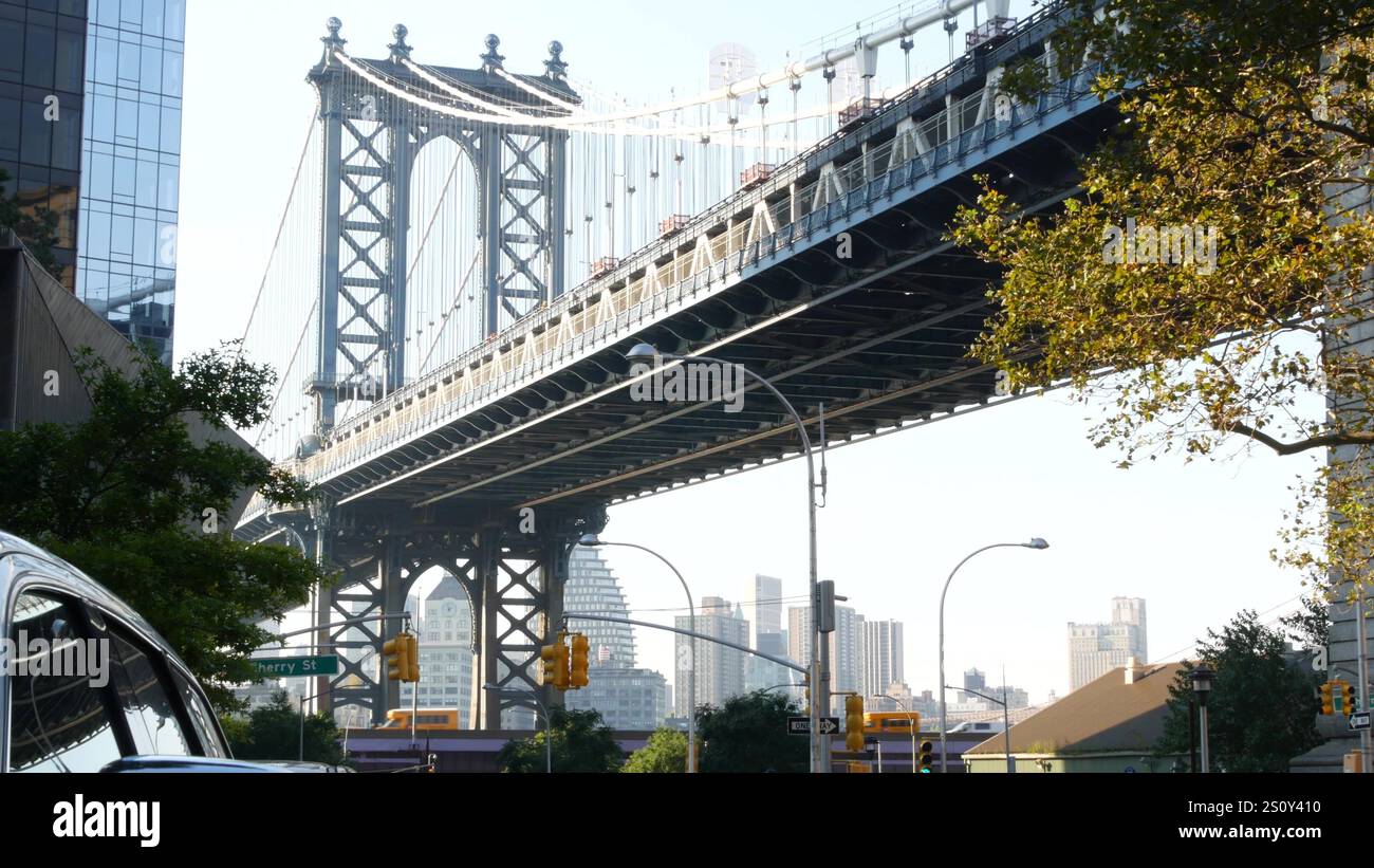 Manhattan Bridge to Brooklyn Dumbo. New York City symbol, USA travel ...