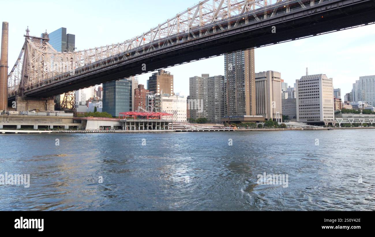 New York City waterfront skyline, Queensboro Bridge, Manhattan Midtown ...