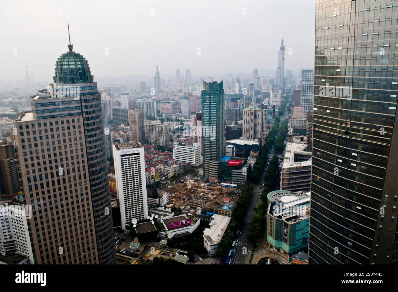 Downtown Nanjing with new modern skyscrapers including the new 7th ...