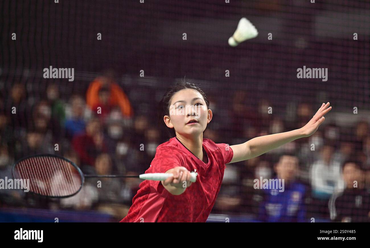 Tomoka MIYAZAKI competes in the women's singles final at the Japan ...