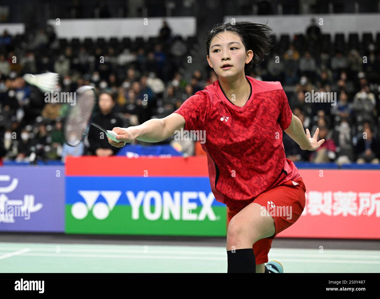 Tomoka MIYAZAKI competes in the women's singles final at the Japan ...
