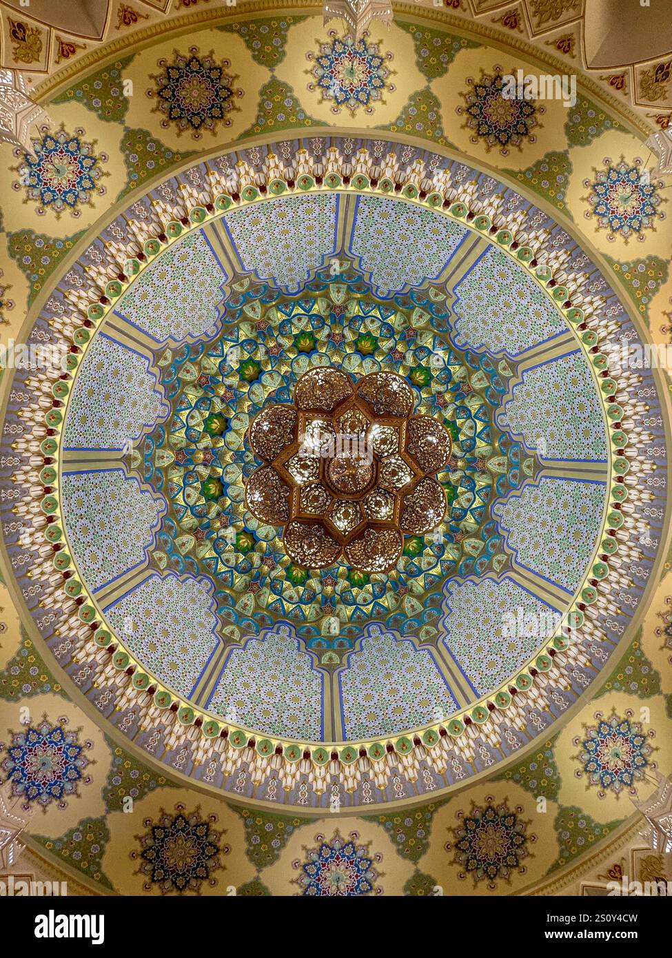 Majestic Islamic Dome with Floral Mosaic and Golden Chandelier Stock ...