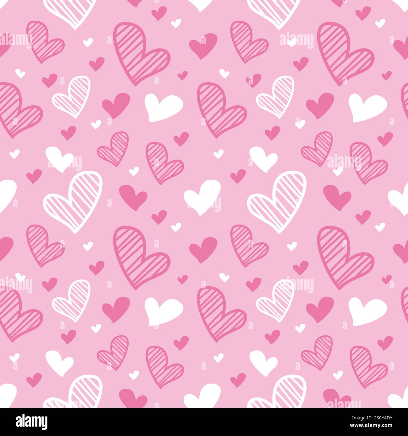 random heart seamless pattern design, hand drawn heart background ...