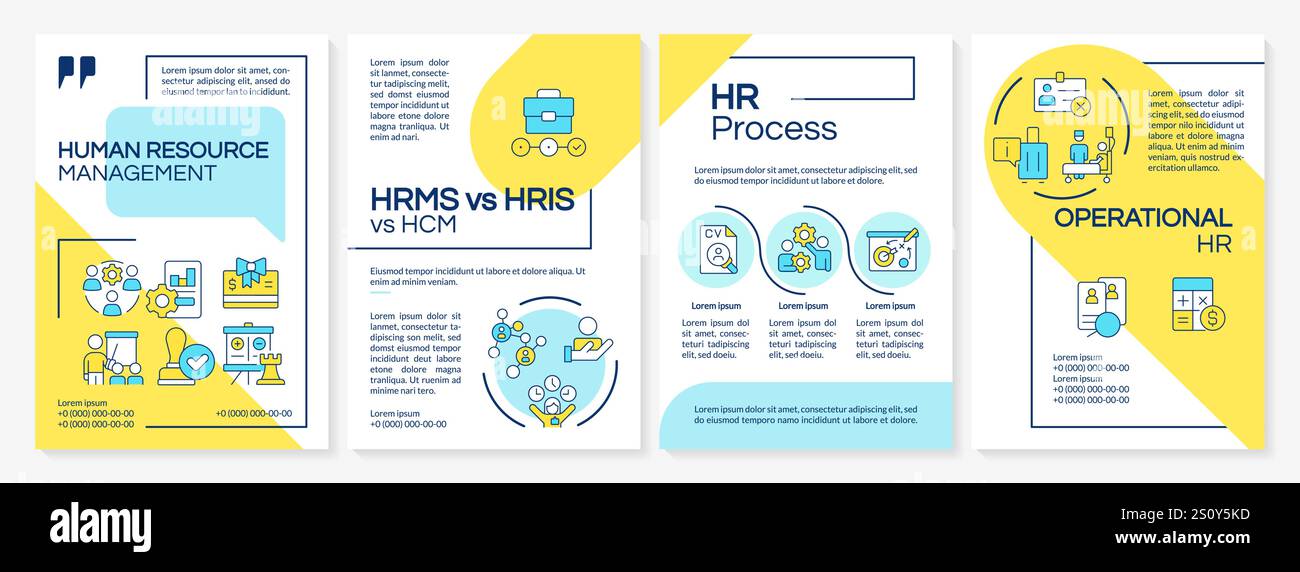 Human resource management blue and yellow brochure template Stock ...