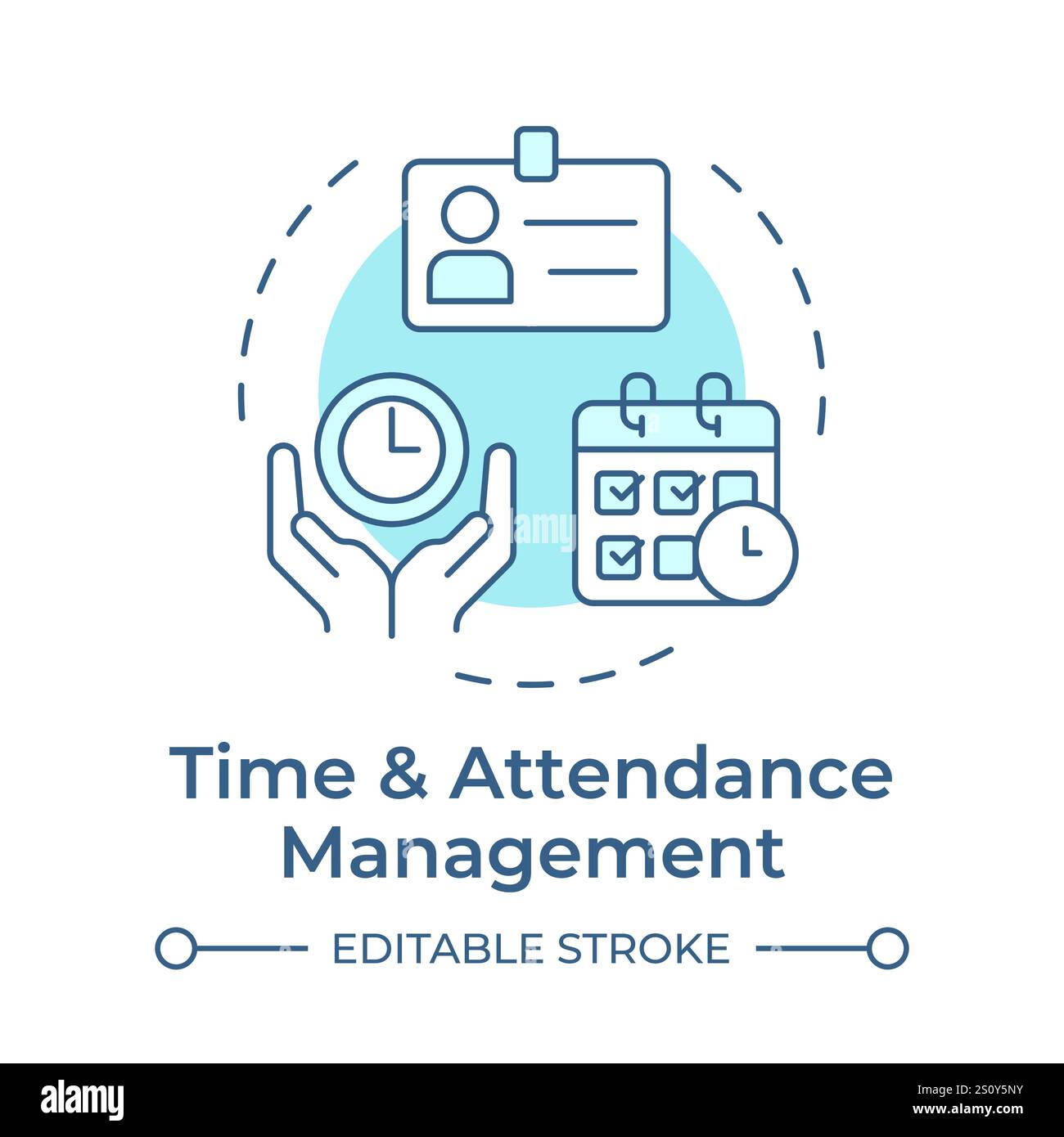 Time and attendance management soft blue concept icon Stock Vector ...