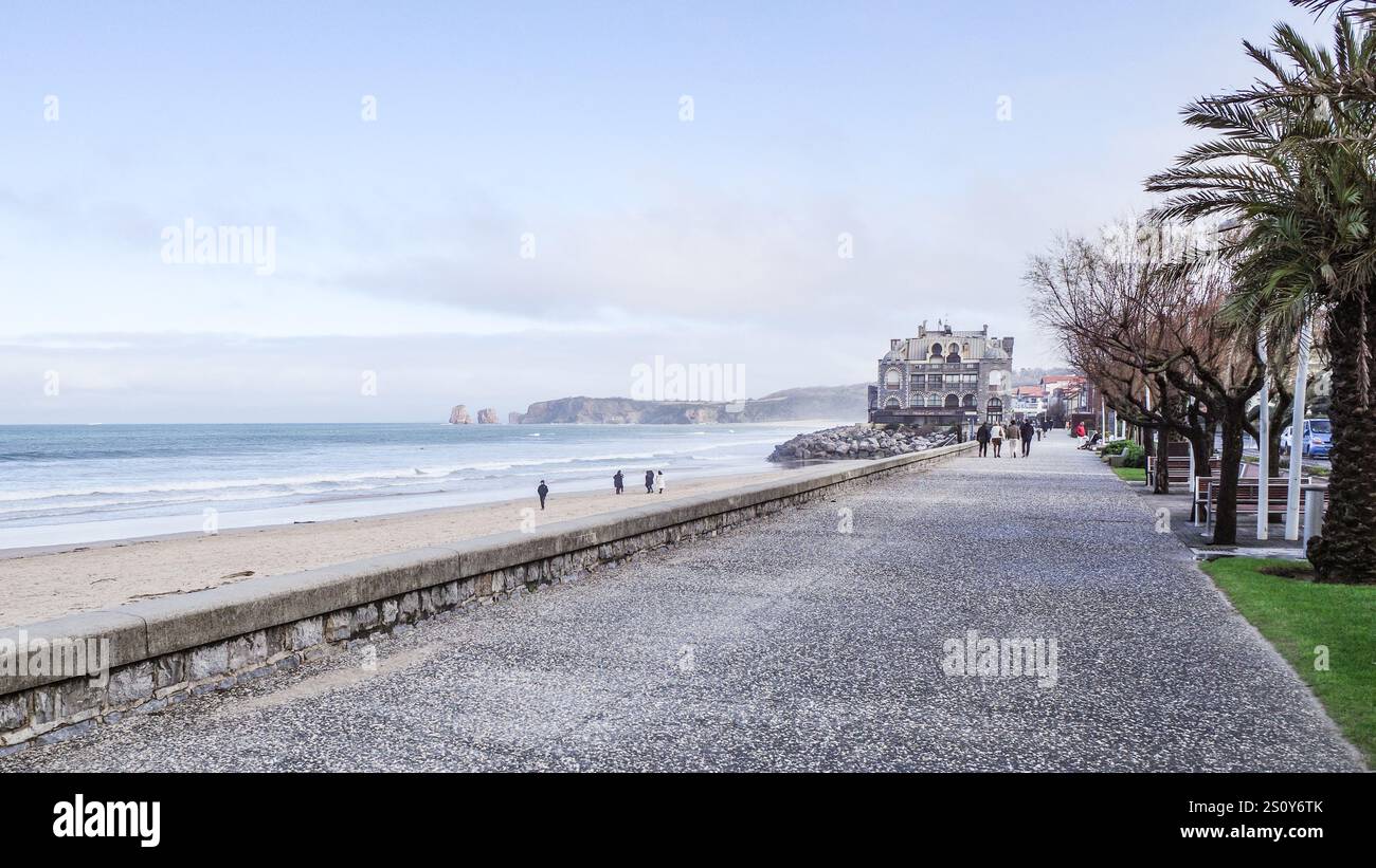 Hendaye, France - 25 Dec, 2024: Views along Hendaye beach and the ...
