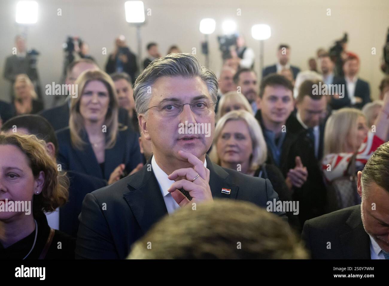 Zagreb, Croatia, 291224. Prime minister Andrej Plenkovic supports ...
