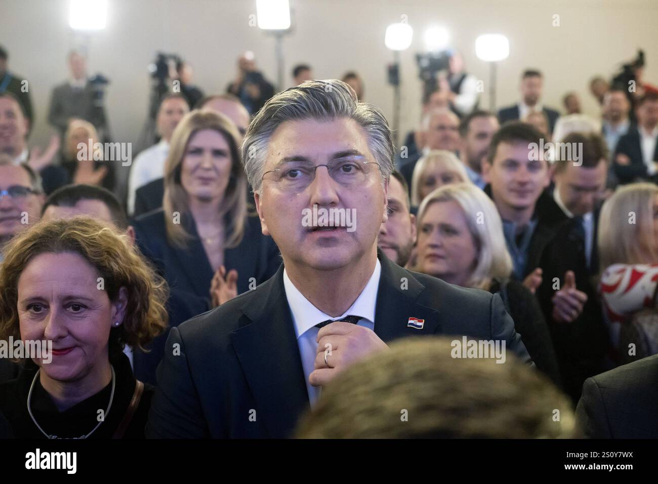 Zagreb, Croatia, 291224. Prime minister Andrej Plenkovic supports ...