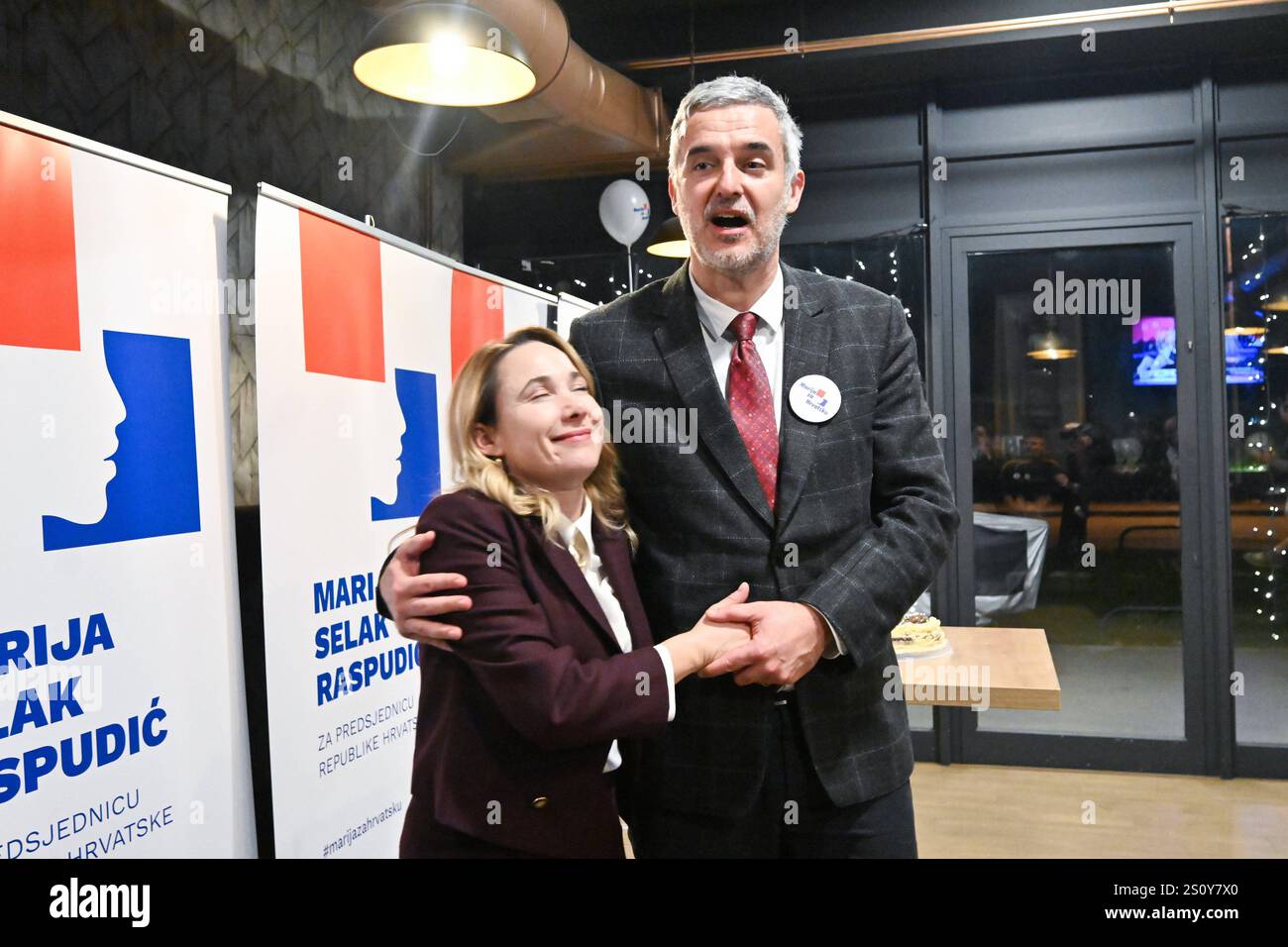 Zagreb, Croatia, 291224. Candidate Marija Selak Raspudic with her ...
