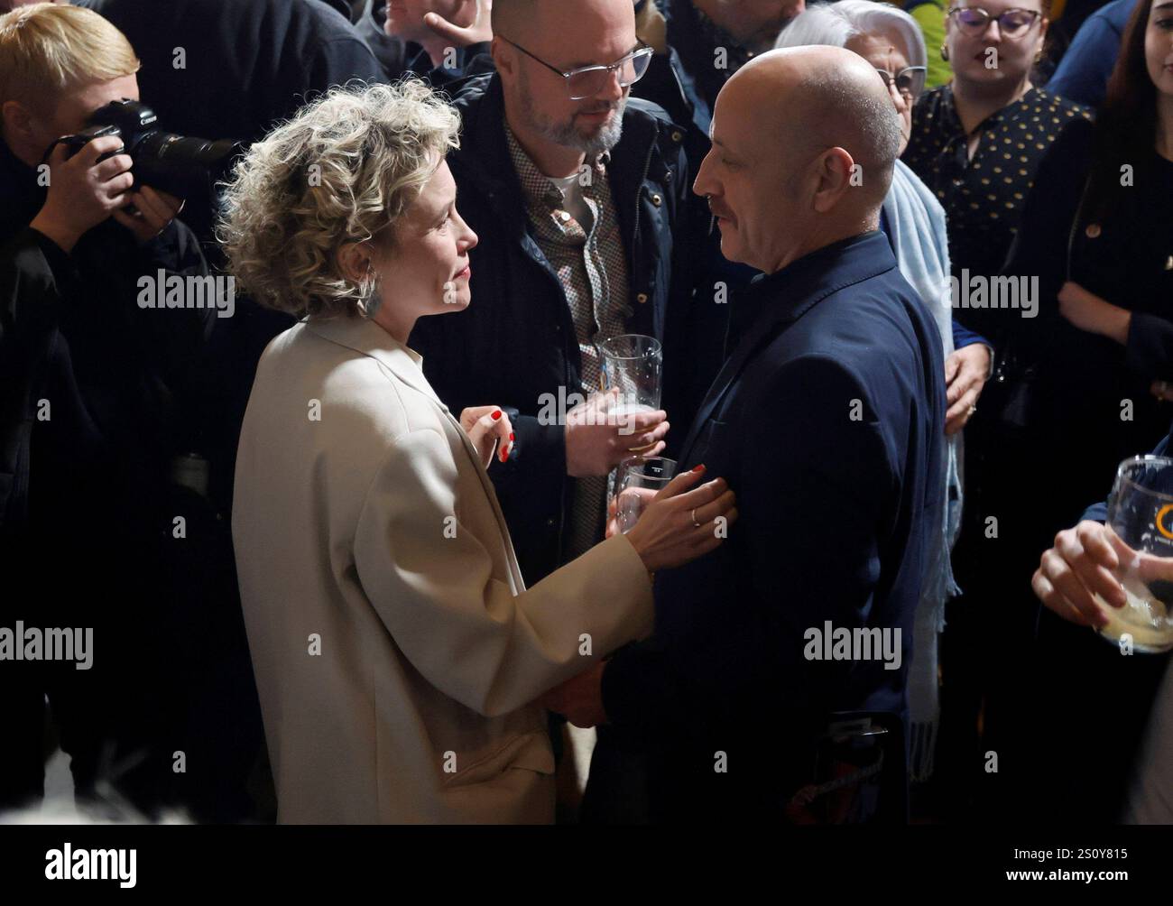 Zagreb, Croatia, 291224. Candidate Ivana Kekin with husband Mile Kekin ...