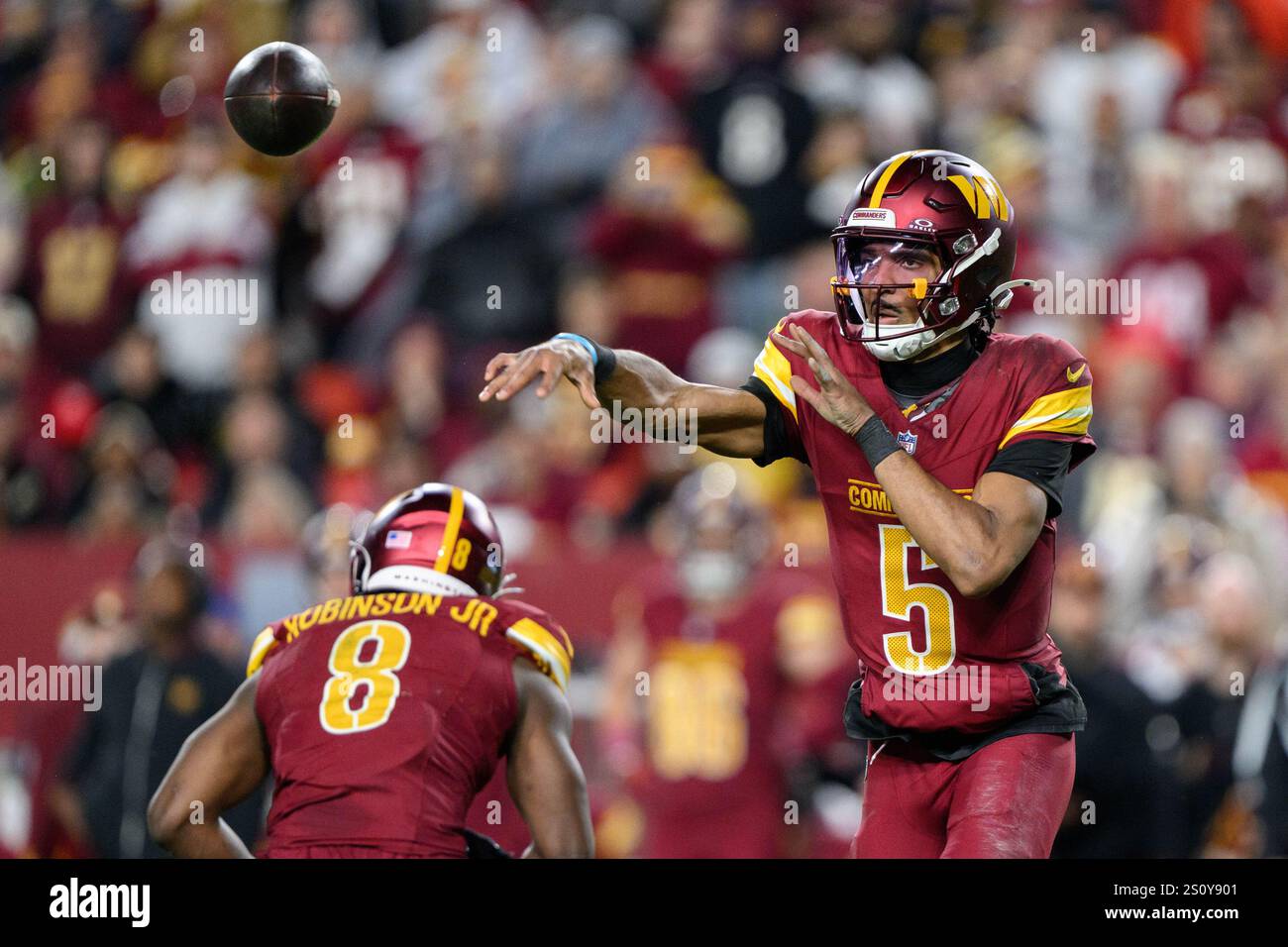 Landover, MD, USA. 29th Dec, 2024. Washington Commanders quarterback ...