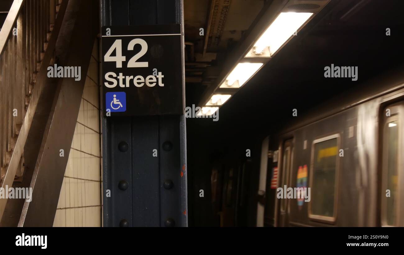 New York City subway station interior, underground metropolitan ...