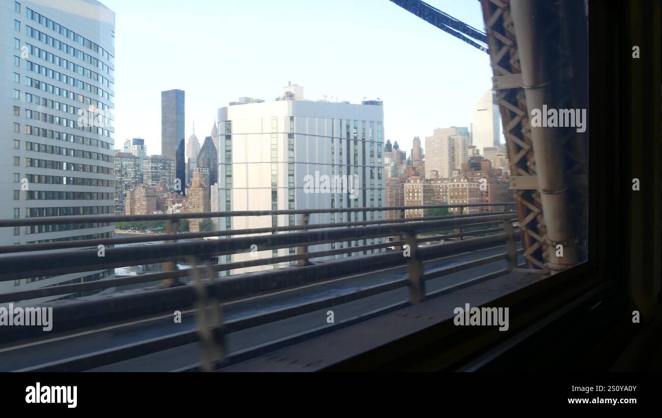 New York City Queensboro bridge from Manhattan to Queens. Shaking ...