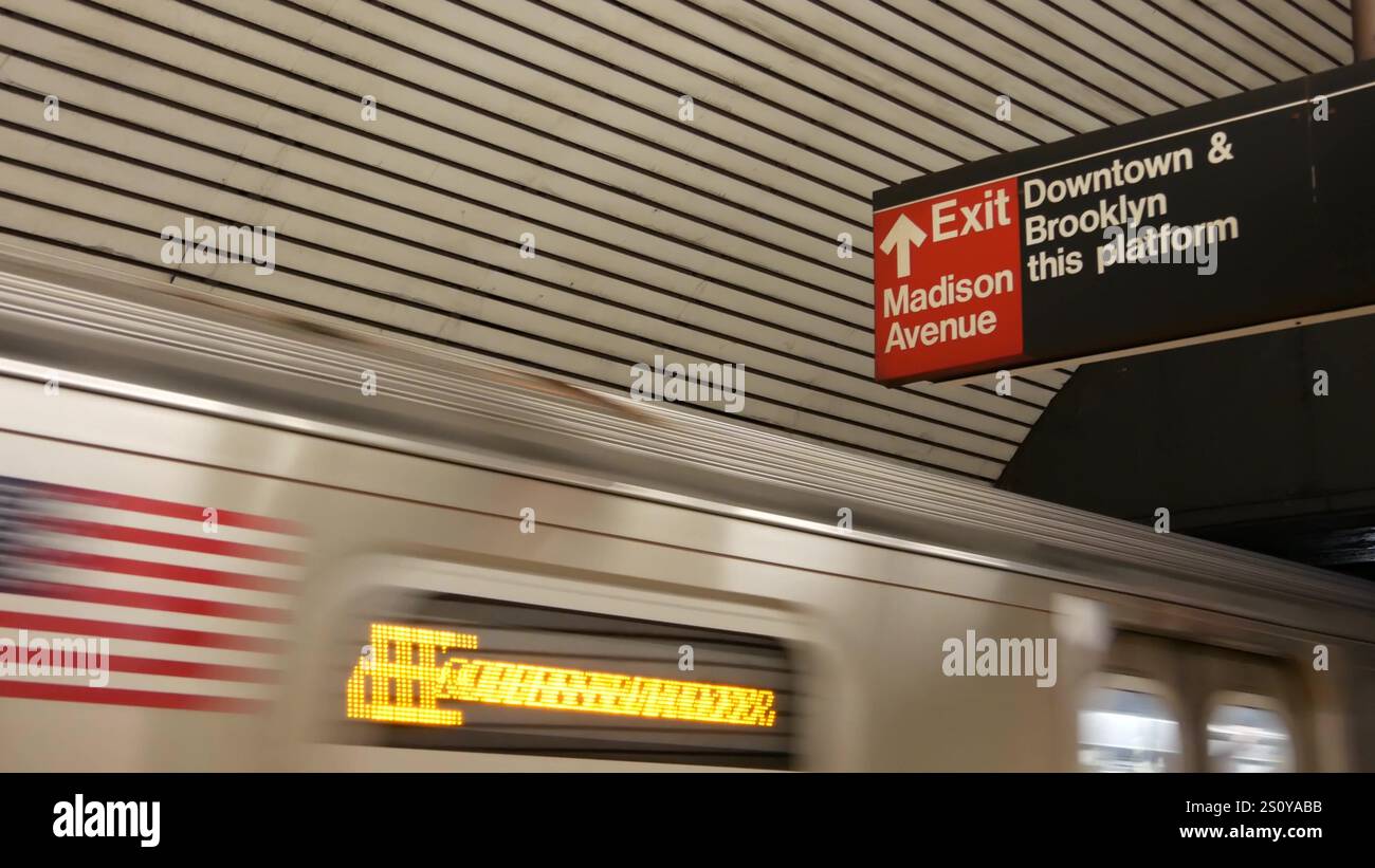 New York City subway station interior, underground metropolitan ...