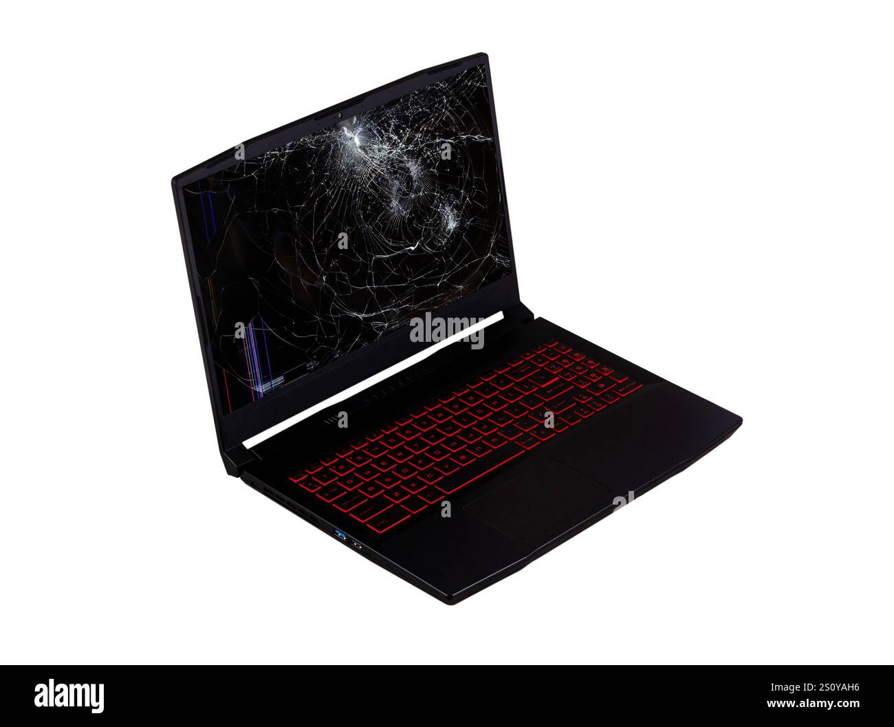 open laptop on broken screen isolated on white background Stock Photo ...