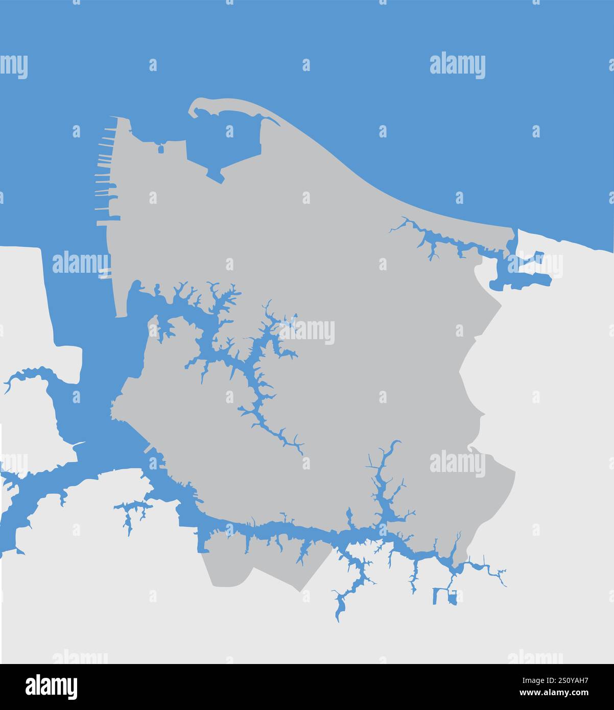 Norfolk city printable map. Silhouette of Norfolk VA with river and bay ...
