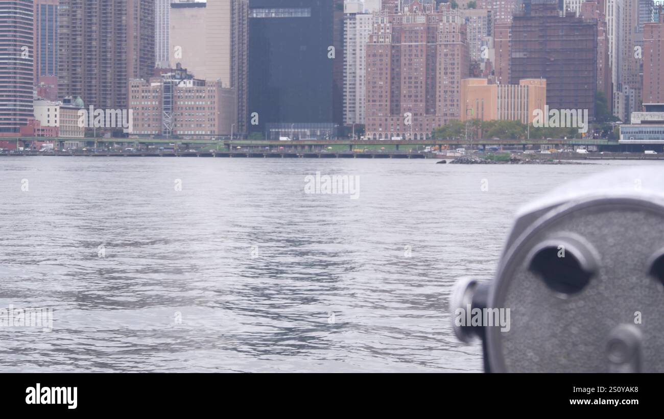 New York City waterfront skyline, Manhattan Midtown buildings ...