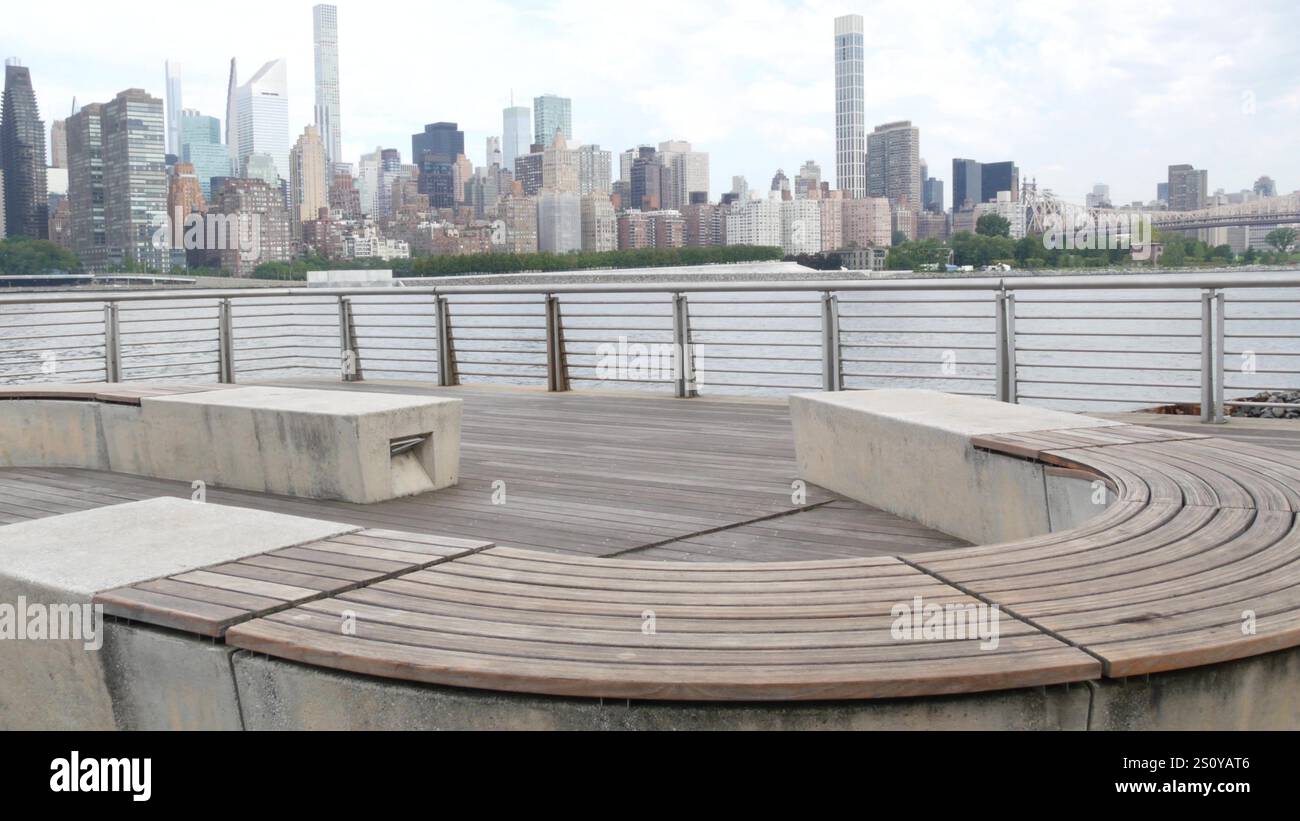 New York City waterfront skyline, Manhattan Midtown buildings ...