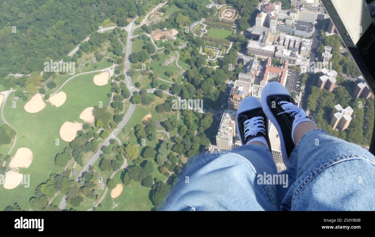 New York City doors off helicopter flight, heli flying over Manhattan ...