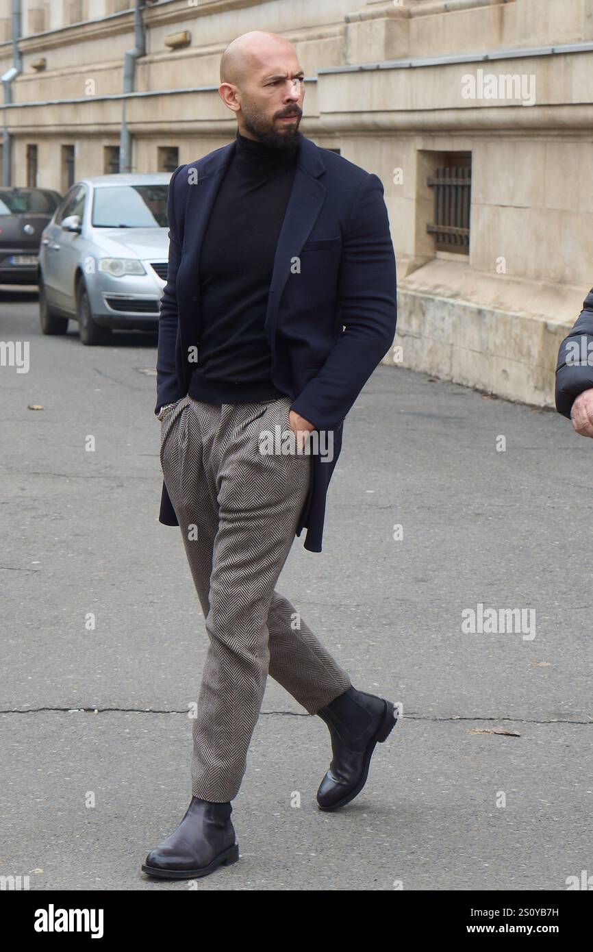 Bucharest, Romania. 30th Dec, 2024: Andrew Tate eaves the Bucharest ...