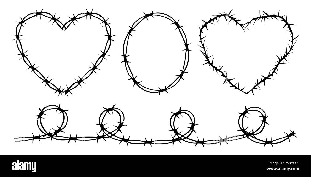 Thorn stem border vine plant with spikes simple heart and ovak frame ...