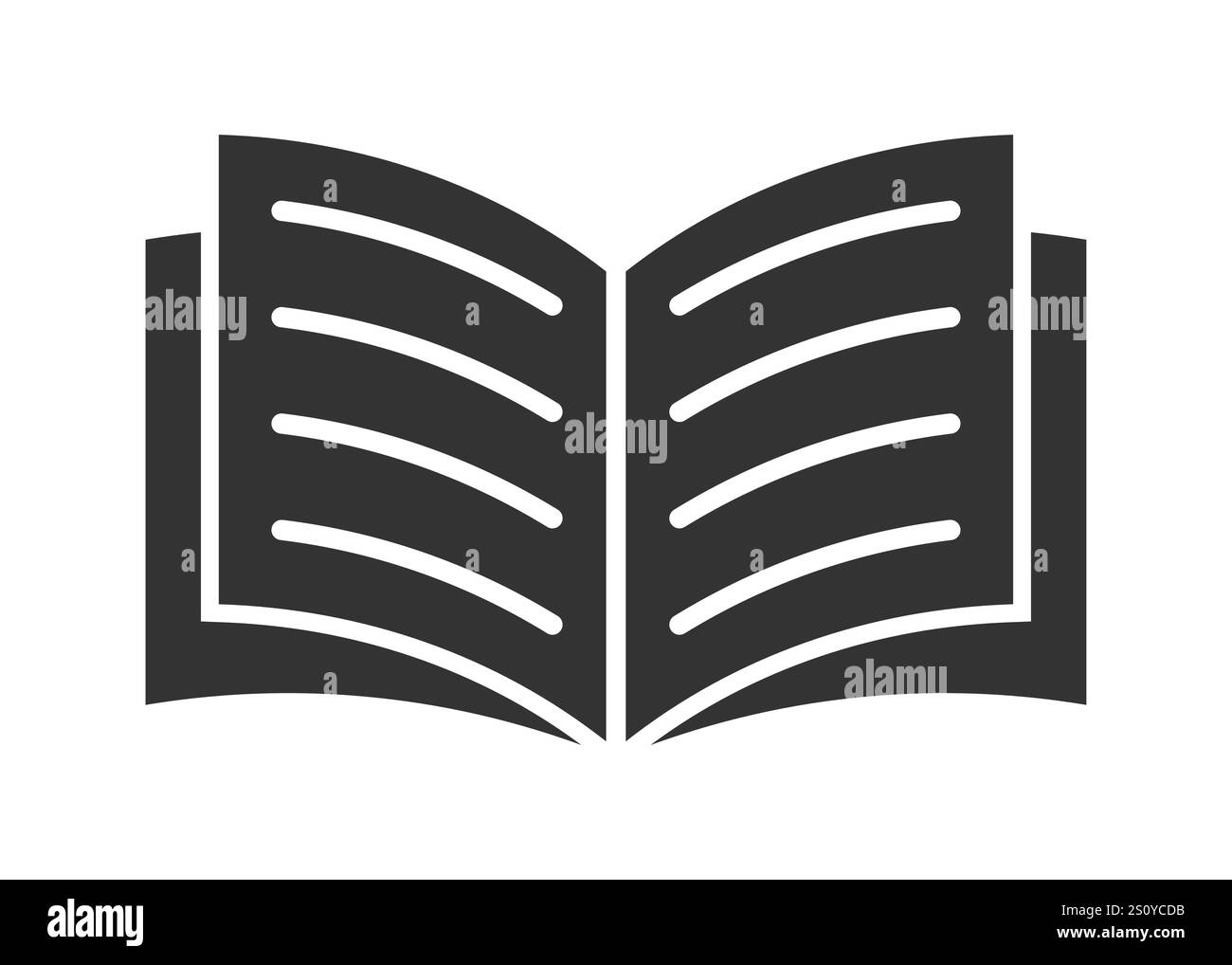 Open book catalog icon symbol shape. Instruction manual reading logo ...